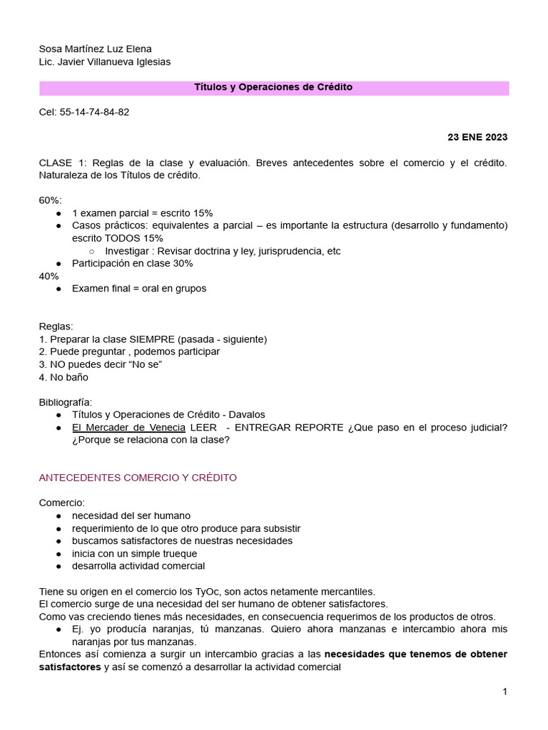 Títulos y Operaciones de Crédito FINAL | PDF | Instrumento negociable | Pagos