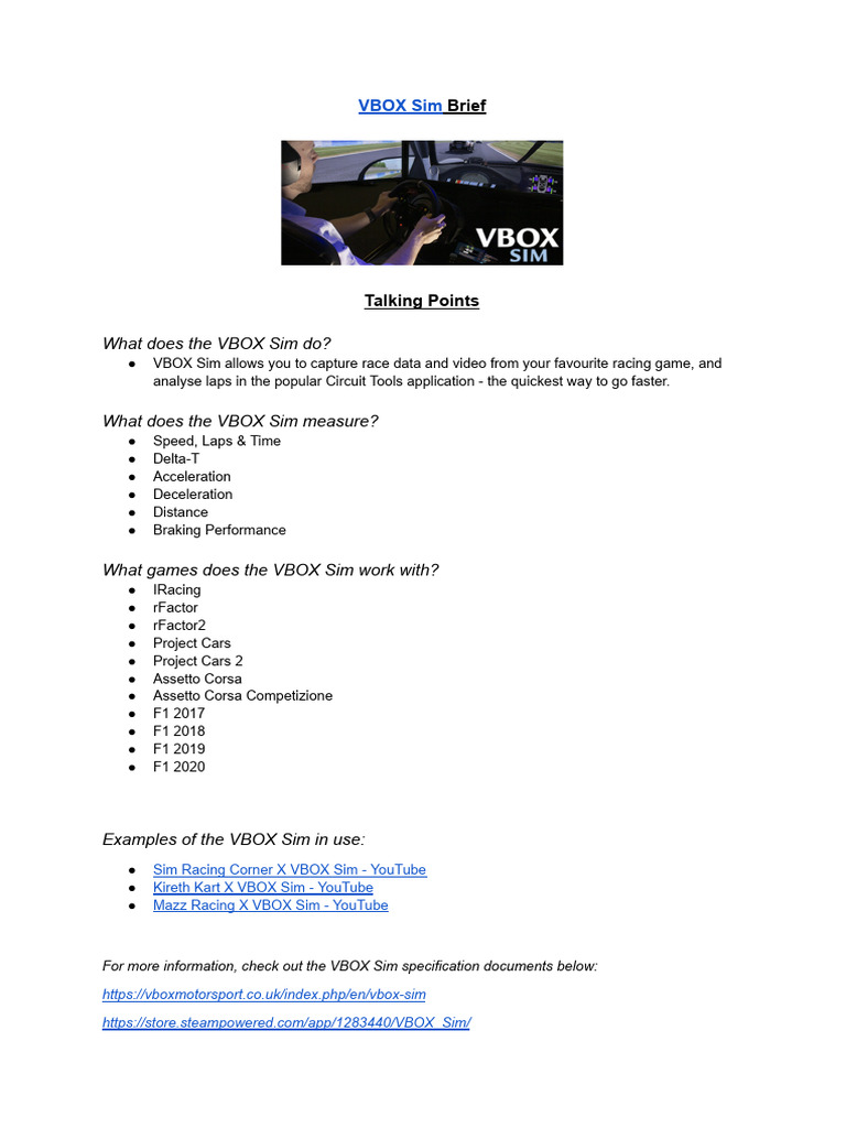 VBOX Sim Brief | PDF