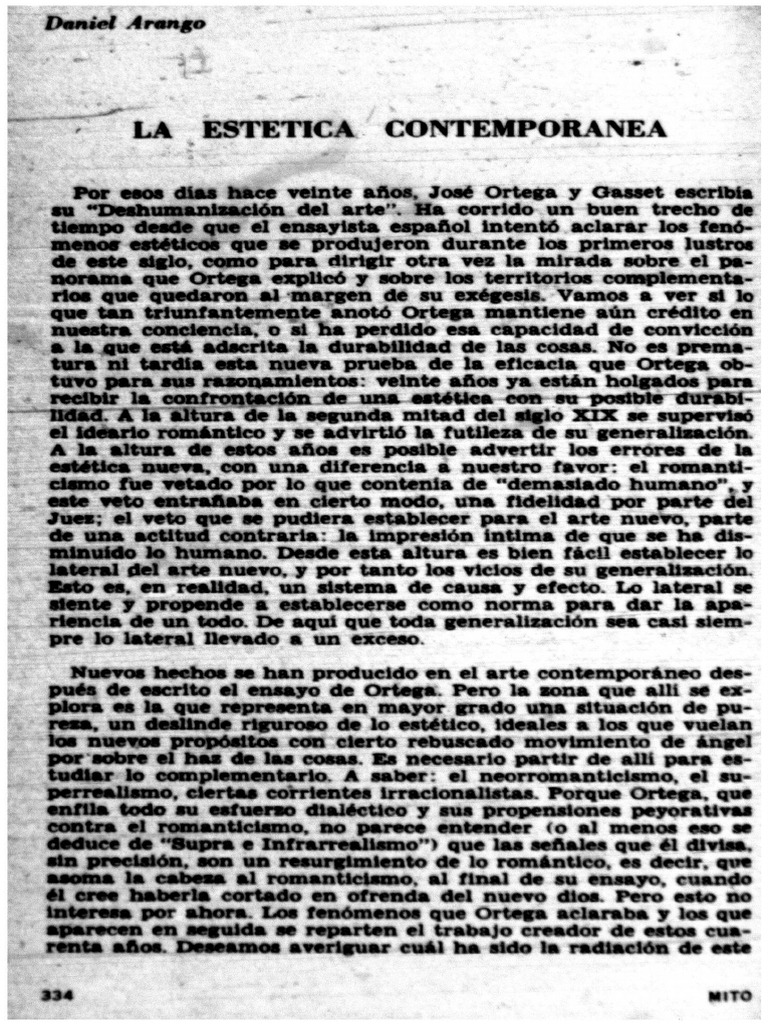 Daniel Arango. Estética Contemporánea | PDF