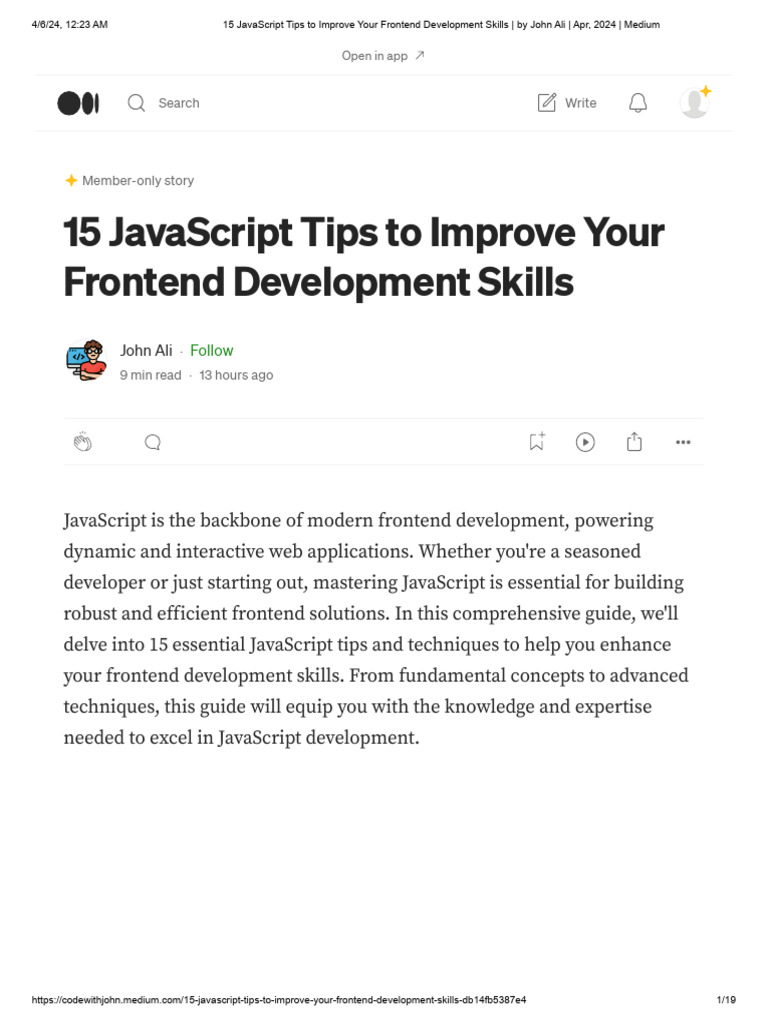 15 JavaScript Tips To Improve Your Frontend Development Skills - by John Ali - Apr, 2024 ...