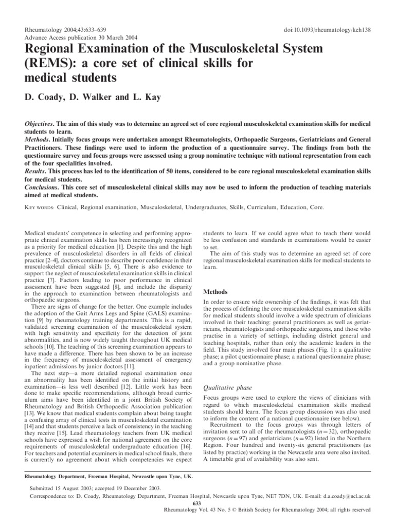 Core Musculoskeletal Skills for Medical Students | PDF | Knee ...