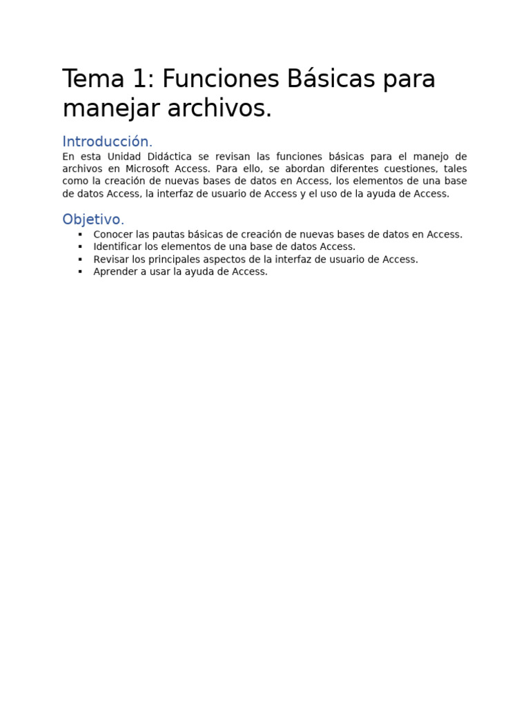 Tema 1 - FUNCIONES BASICAS - ENM | PDF | Botón (Computación) | Bases de ...