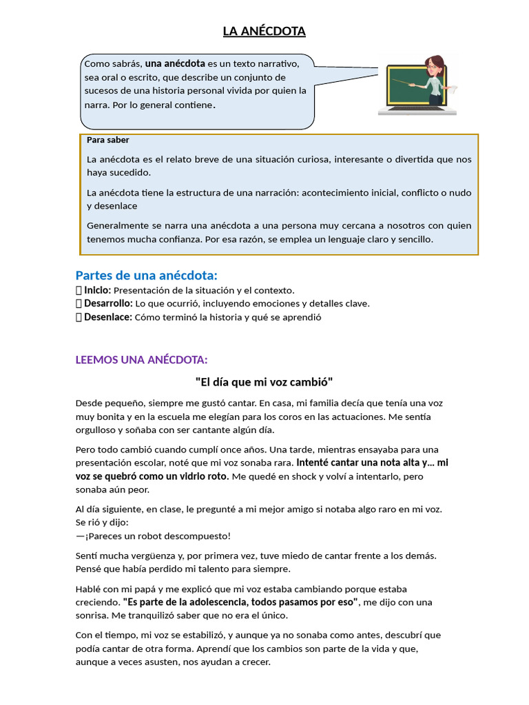 La Anécdota Ficha | PDF