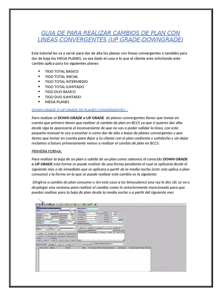 Guia de para Realizar Cambios de Plan Con Lineas Convergentes y ...