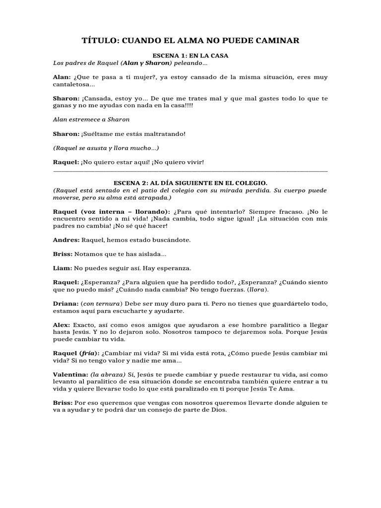 Guión Historia Del Paralitico y Sus Cuatro Amigos | PDF | Rachel