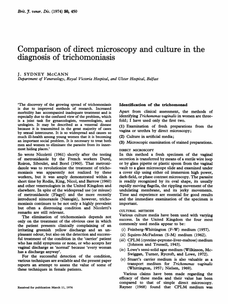 Comparison of direct microscopy and culture in the | PDF | Microbiology ...