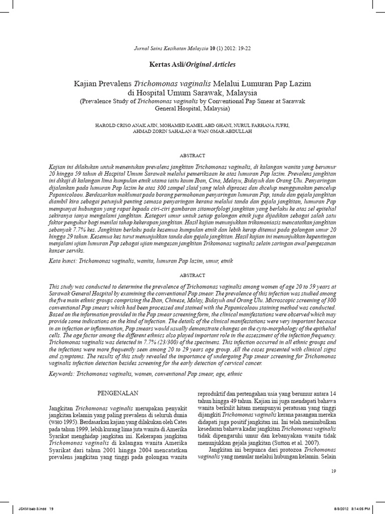 Kajian Prevalence Trichominas Vaginalis Melalui Pap Smear Di HUS | PDF