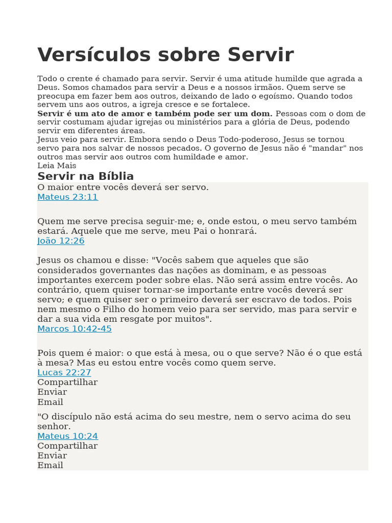 Versículos Sobre Servir | PDF | Jesus | Amor