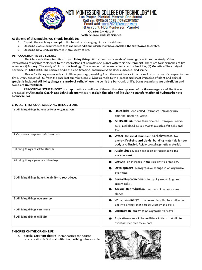 M5 - Earth & LIfe Science | PDF | Life | Reproduction