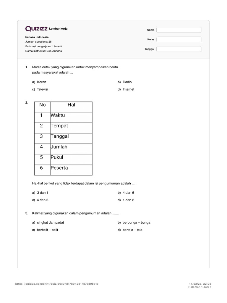 pts bindo kelas 5 | PDF