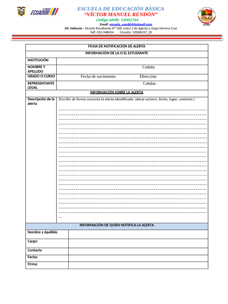 Formato Ficha de Alerta 2023 Detecciòn Al Dece | PDF
