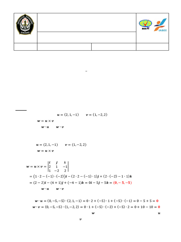 Pembahasan Soal Kuis Pra UTS Matematika II - C (2) | PDF