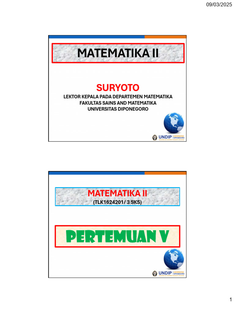 5. PPT Pertemuan V - Persamaan Diferensial | PDF