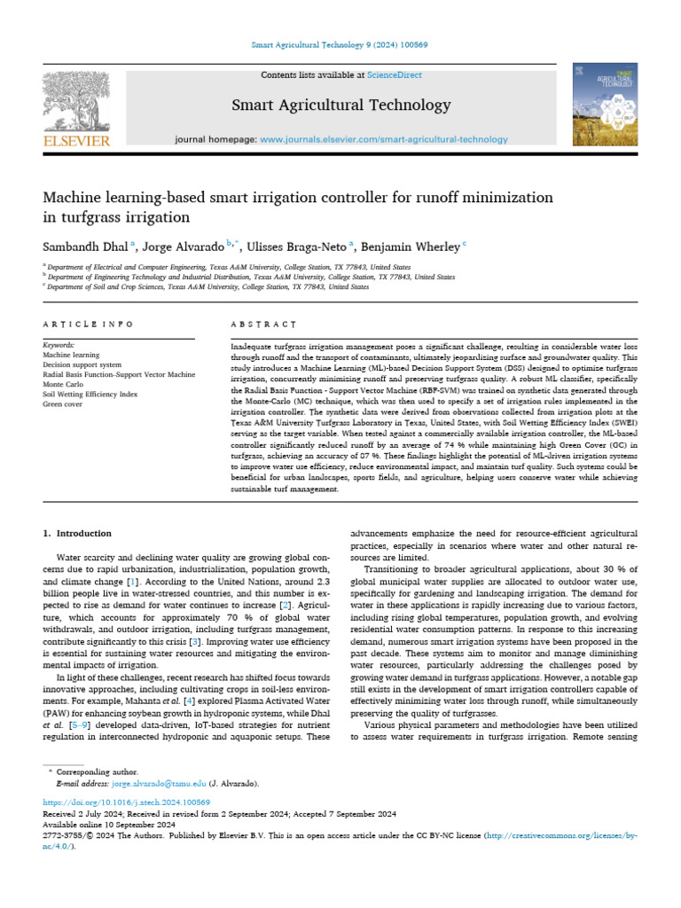 Smart Irrigation for Turfgrass Runoff Control | PDF | Principal ...
