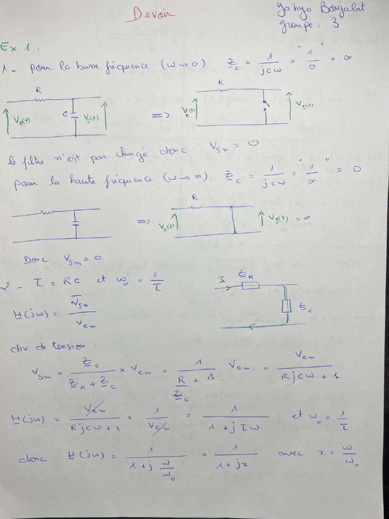 Devoir Electronique (Yahya Boujabit GRP 3) | PDF