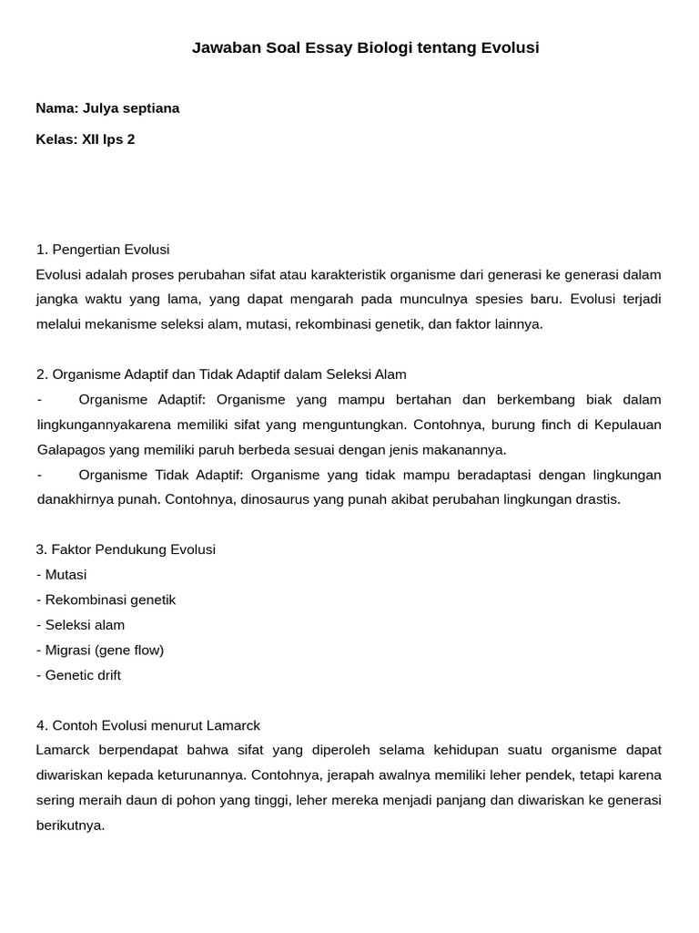 Biologi. Julya Septiana XII Ips 2 | PDF