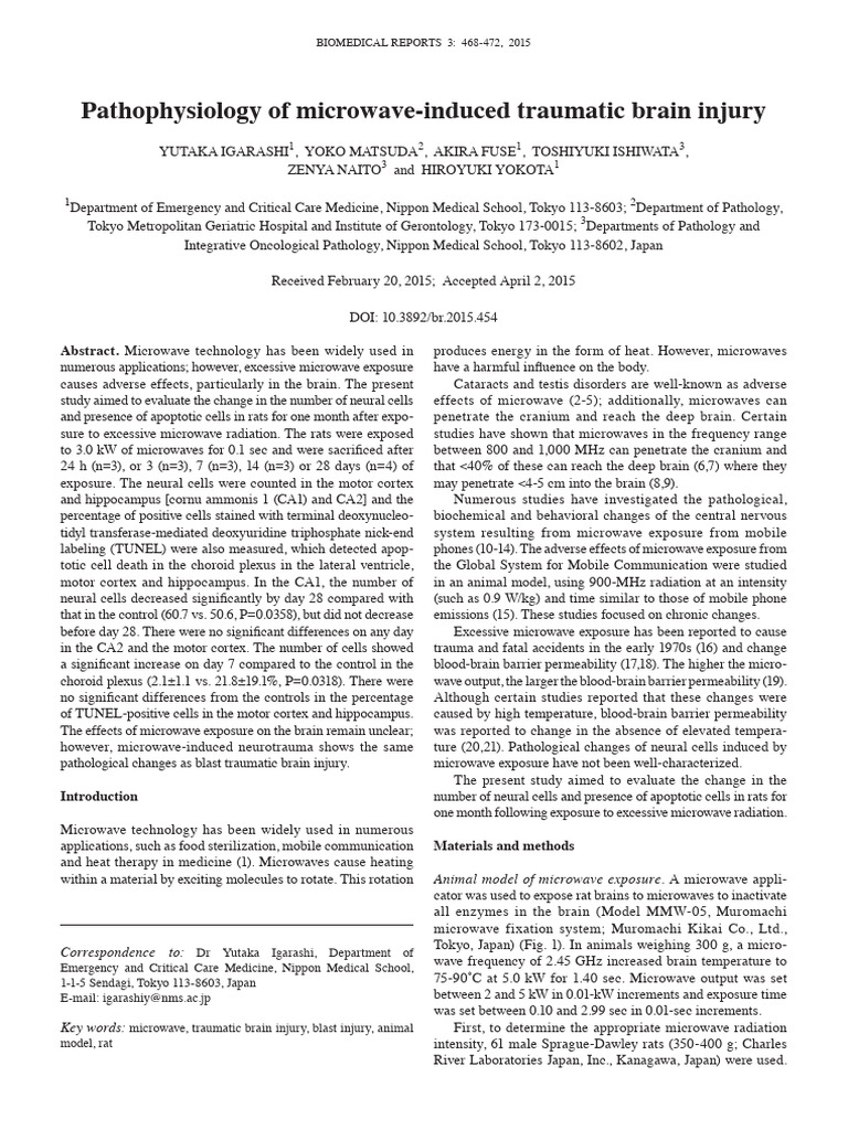 Pathophysiology of Microwave-Induced Traumatic Brain Injury | PDF ...