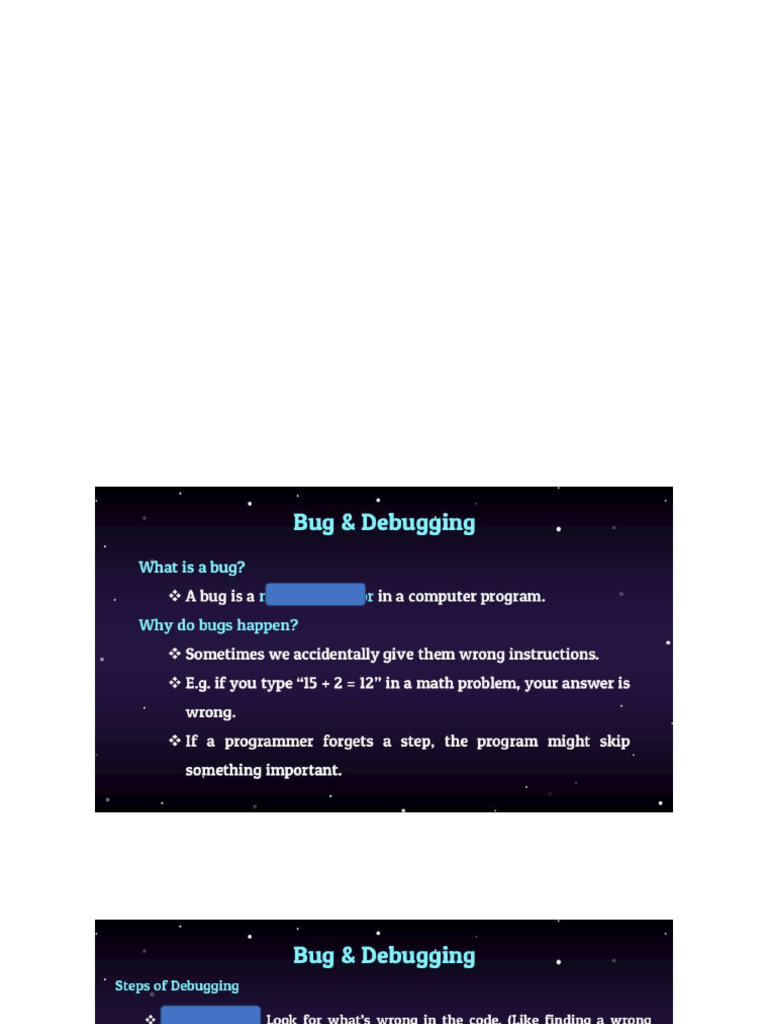 bug and debugging revision | PDF
