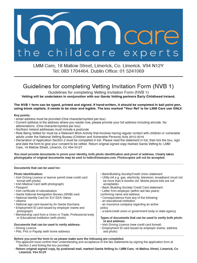 LMM Care Garda Vetting Invite 2025 | PDF | Identity Document | Government And Personhood