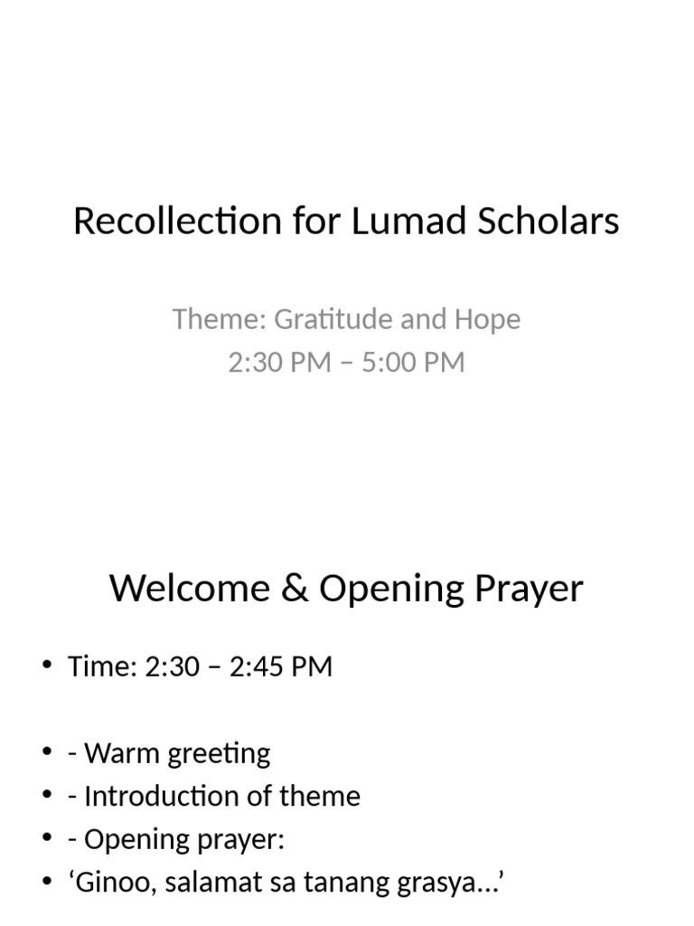 Recollection Module Gratitude and Hope | PDF