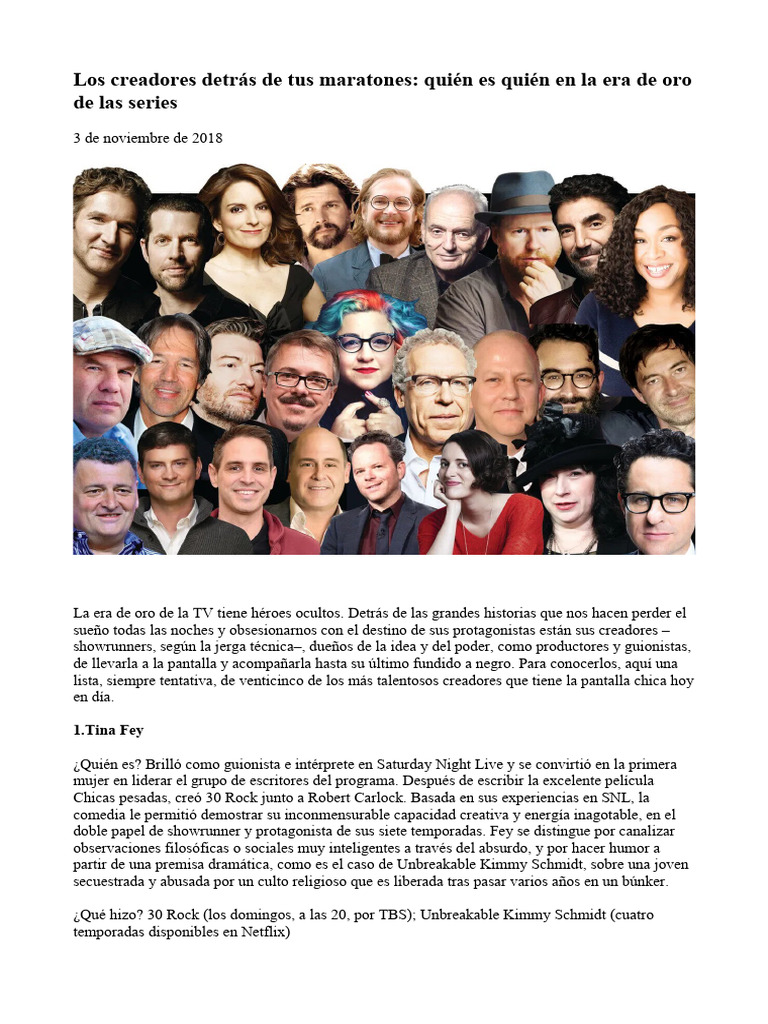 Los Creadores Detras de Tus Maratones - Quien Es Quien en La Era de Oro ...