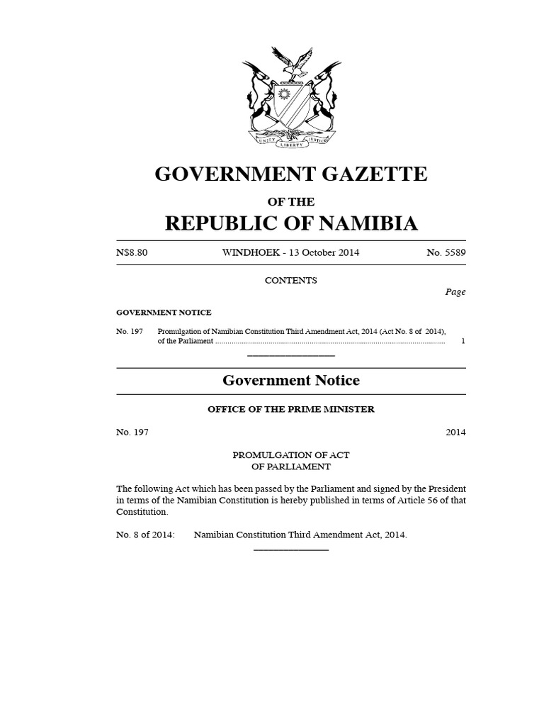 Namibian Constitution Third Amendment Act | PDF | Oath Of Office ...