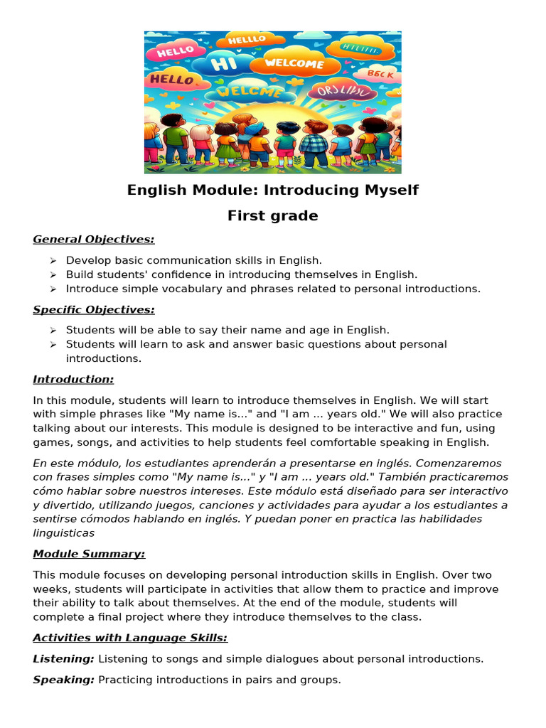 English Module Introducing Myself | PDF | English Language | Vocabulary
