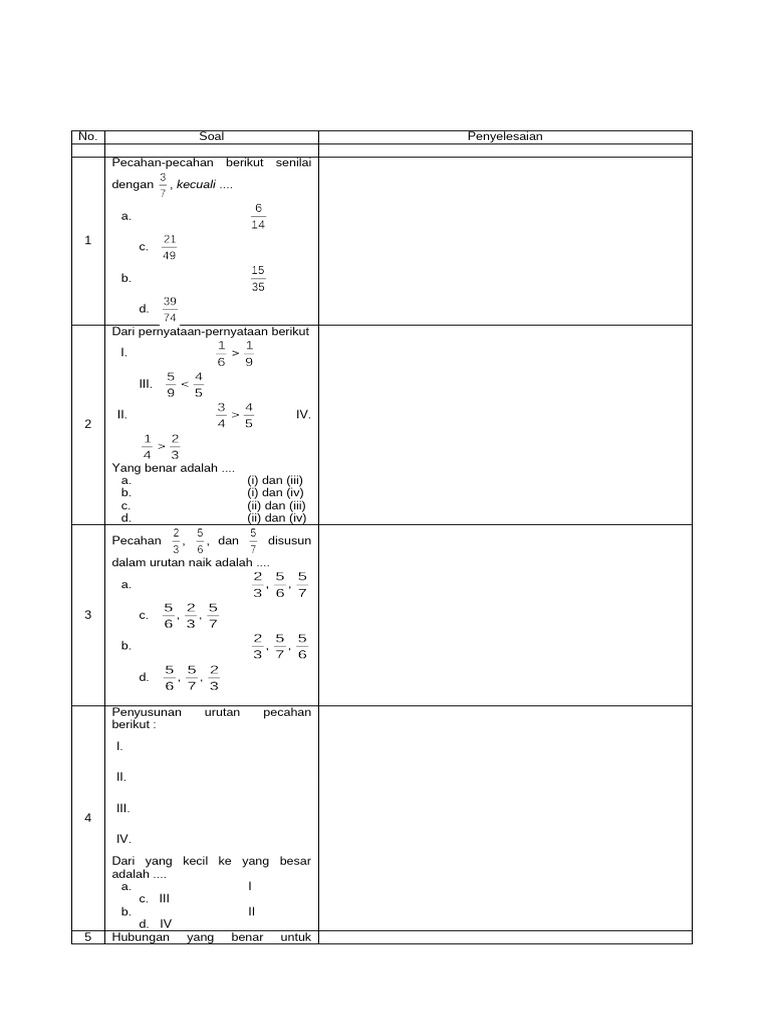 Latihan Operasi Pecahan | PDF