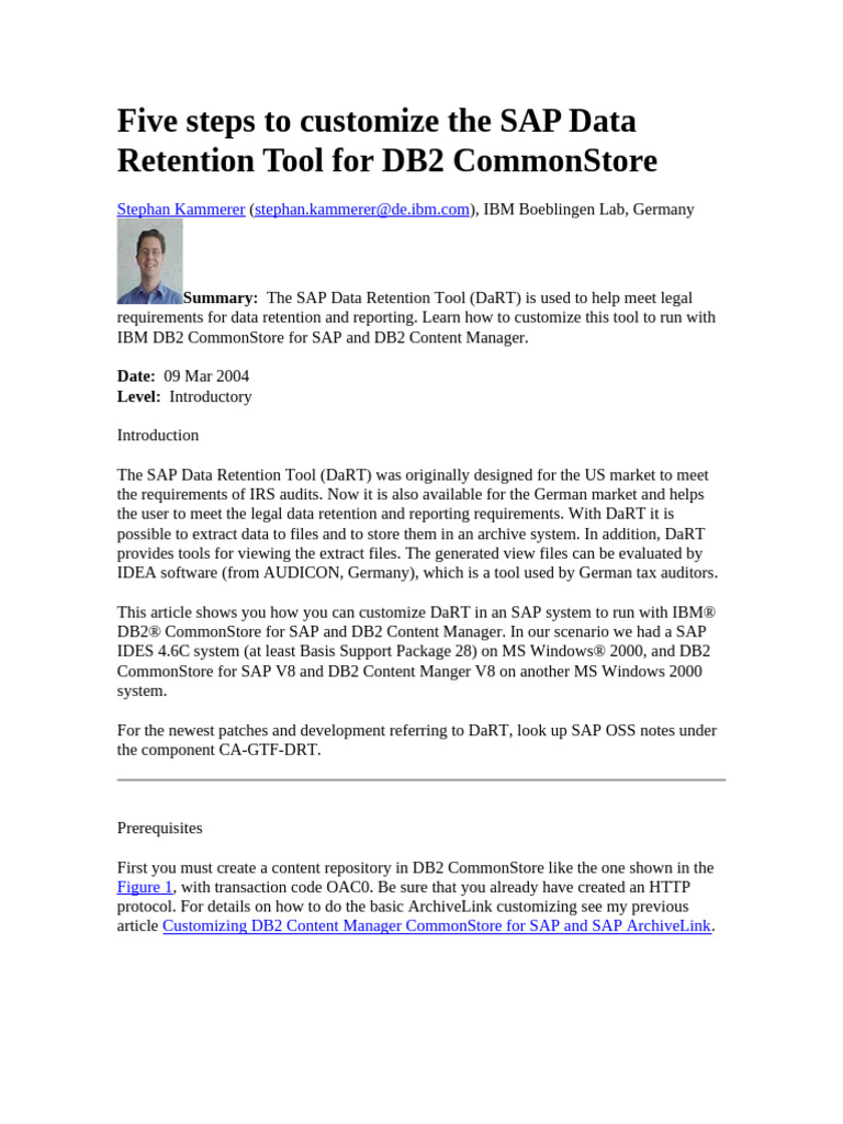 Five Steps To Customize The SAP Data Retention Tool For DB2 CommonStore | PDF | Ibm Db2 ...
