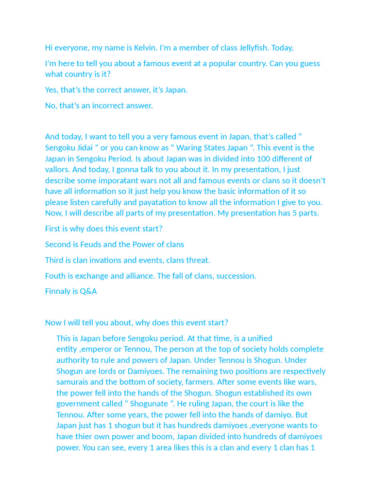 Script Bai TT Ve Sengoku Jidai | PDF | Shogun | Japanese Nobility