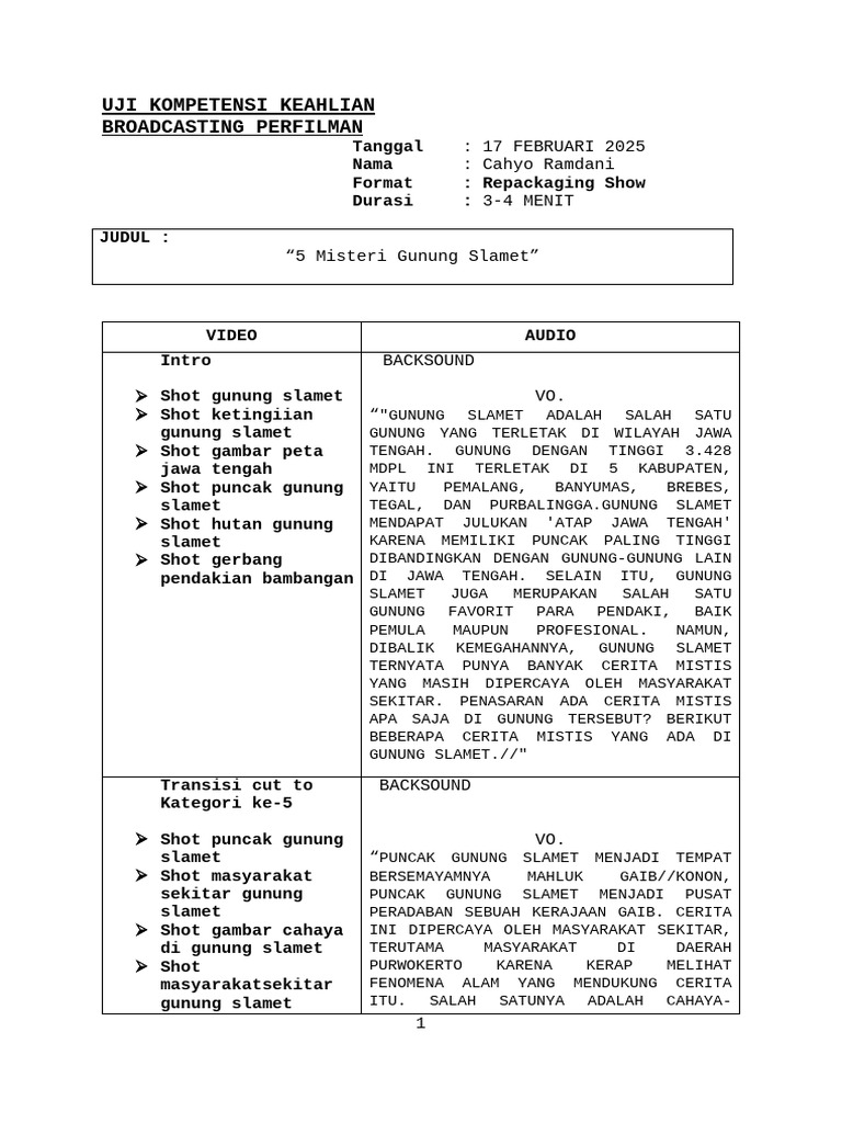 SC Misteri Gunung Slamet | PDF