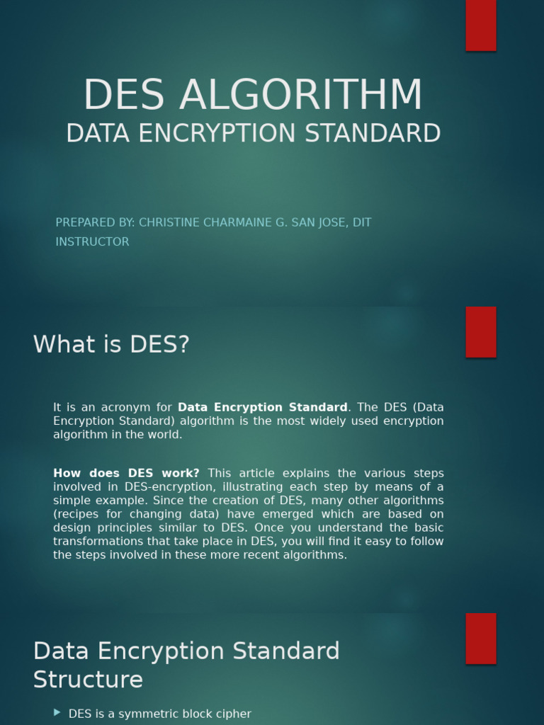 Chapter III DES Powerpoint 1 | PDF | Encryption | Key (Cryptography)