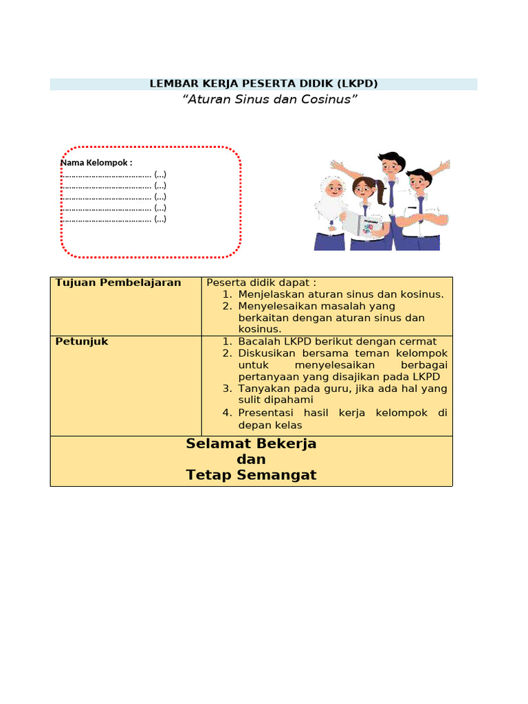 LKPD Aturan Sinus Dan Cosinus | PDF