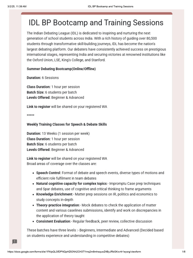 IDL BP Bootcamp and Training Sessions | PDF | Human Communication ...