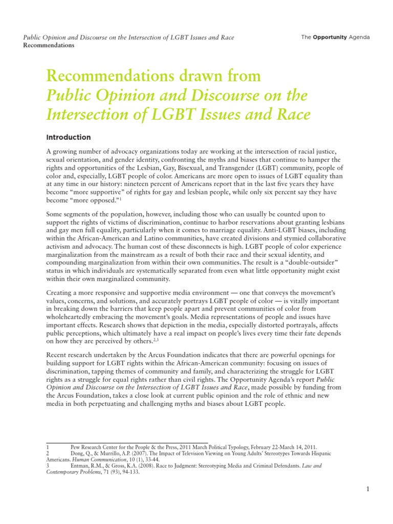 Recommendations Drawn From Public Opinion and Discourse On The ...