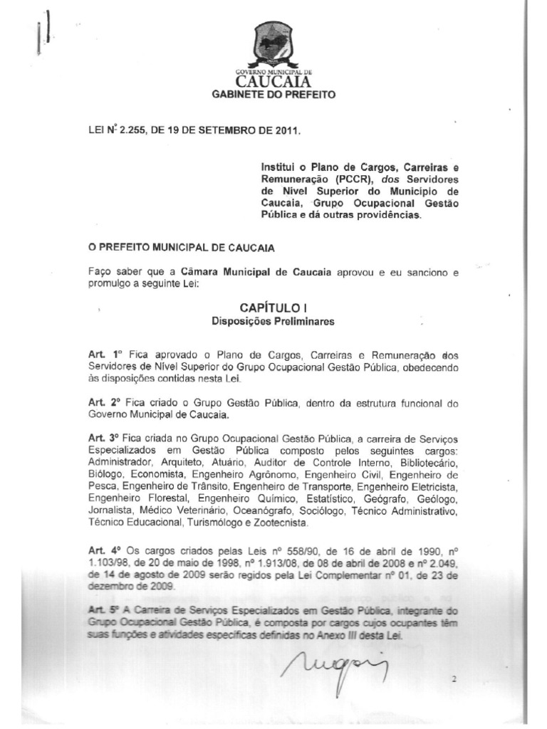 LEI 2255 de 2011 PCCR Nivel Superior | PDF