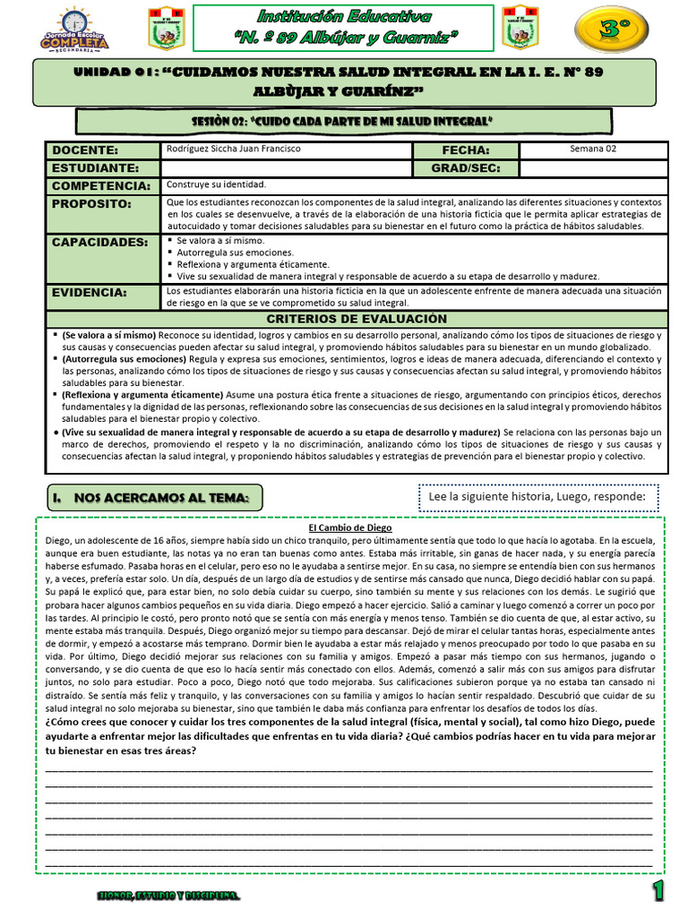 Ficha #2 - DPCC - 3º - 2025 | PDF | Adultos | Salud mental