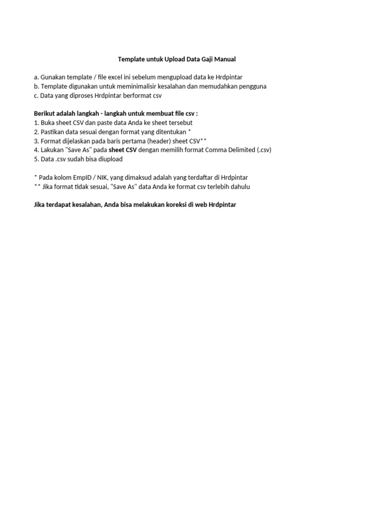 Template Gaji Manual | PDF | Comma Separated Values | Data Serialization Formats