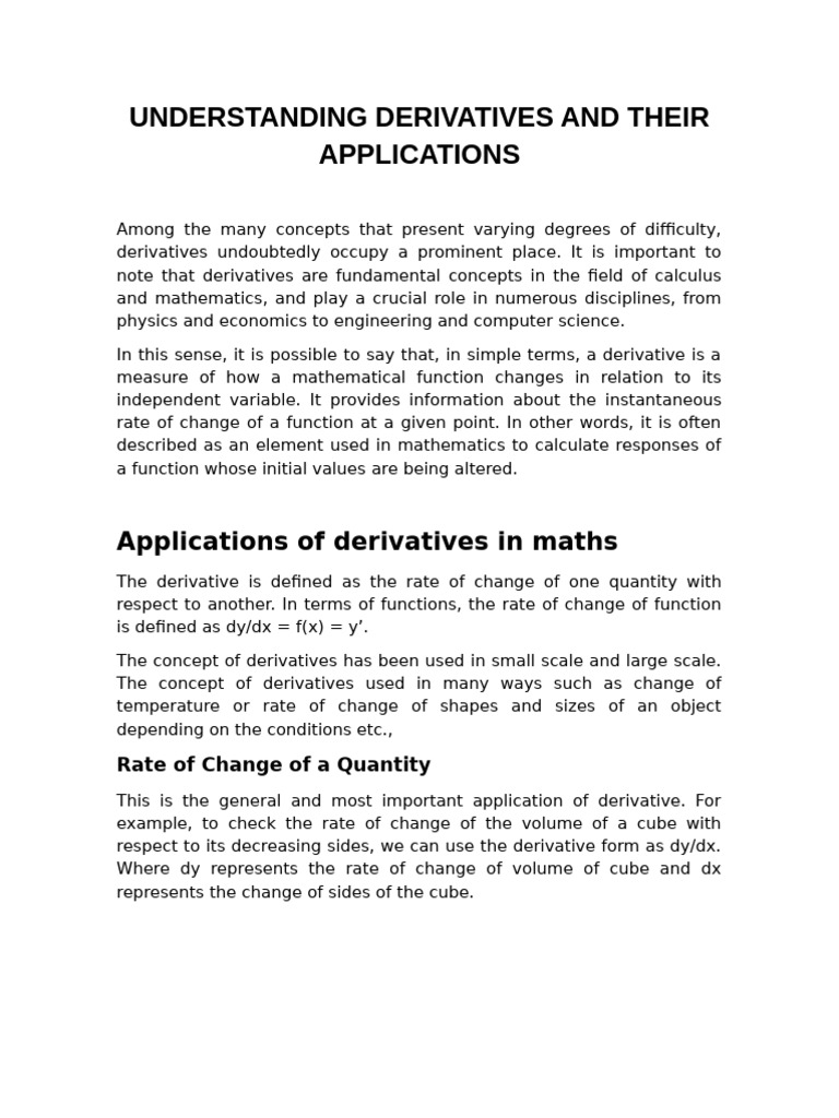 Understanding Derivatives and Their Applications | PDF | Derivative ...