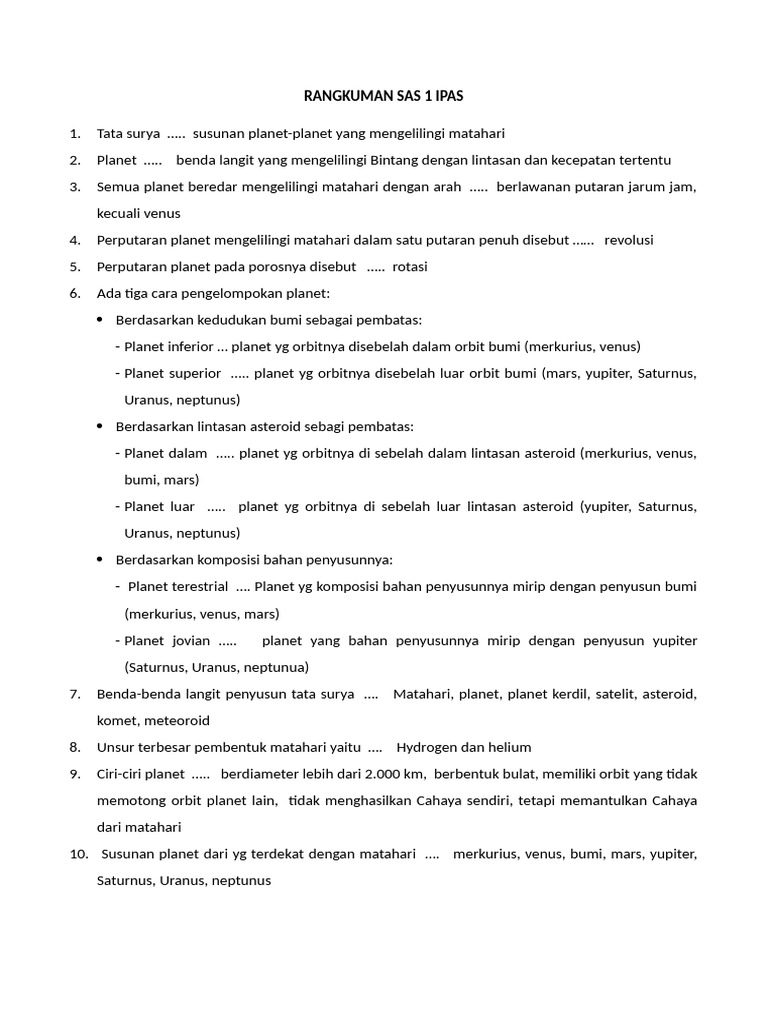 RANGKUMAN SAS 1 IPAS | PDF