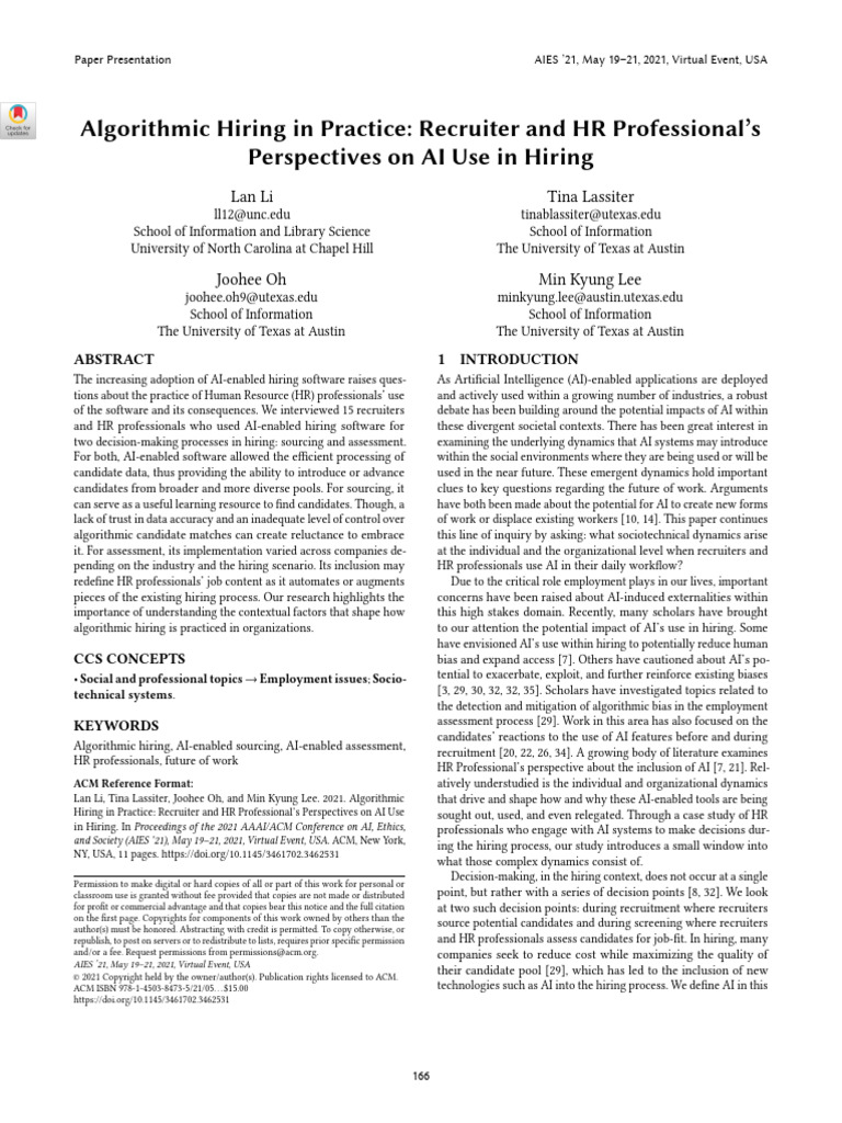 Algorithmic Hiring in Practice - Recruiter and HR Professional's ...