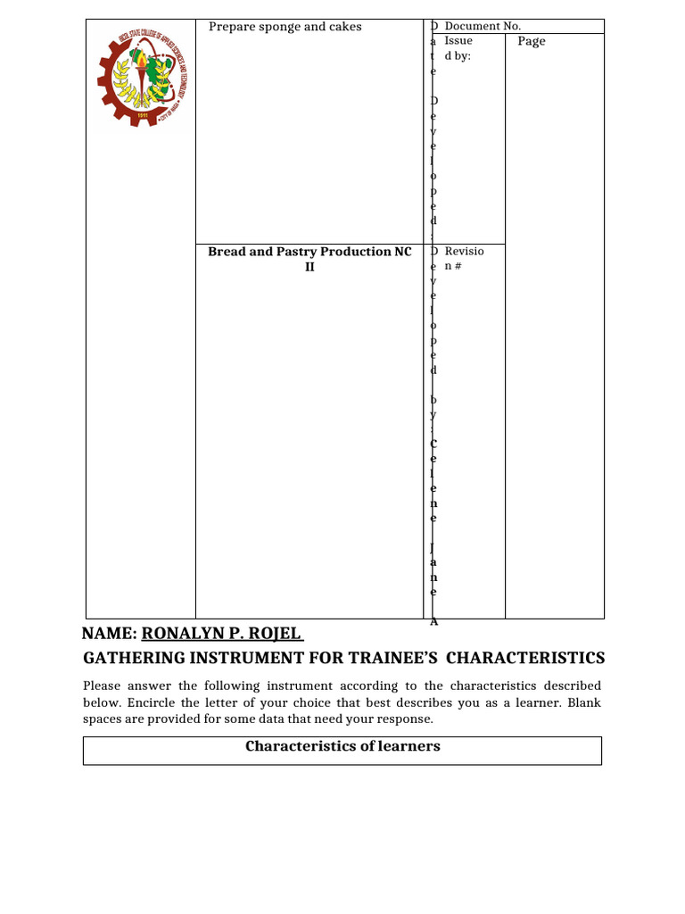 Plan Training Session | PDF | Baking | Learning