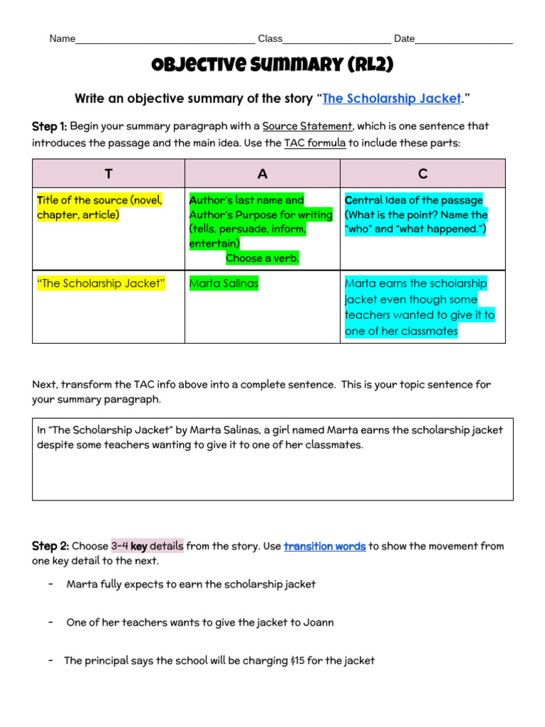 Pedro Lazaridis Goldberg - Writing An Objective Summary - The ...