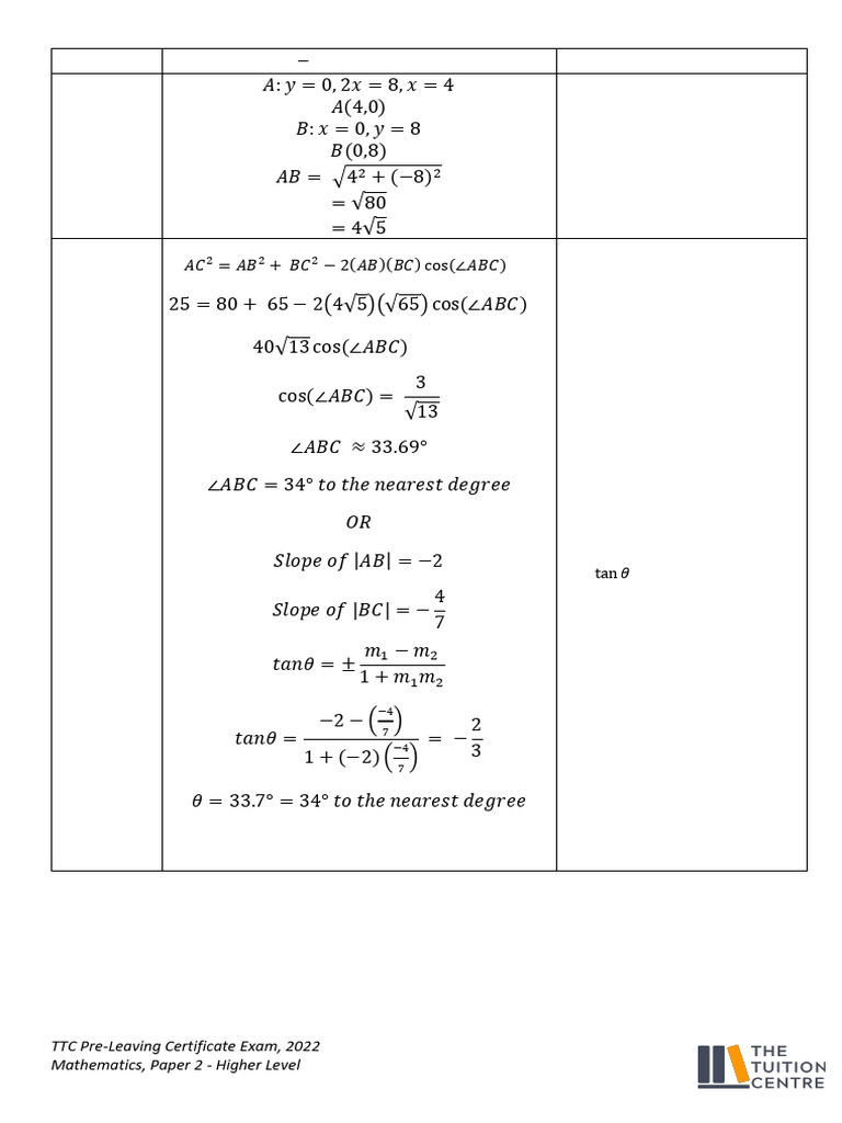 Ttc Maths Pre 2022 Paper 2 Marking Scheme q3 | PDF | Trigonometry ...