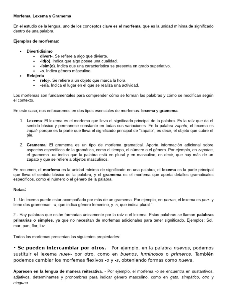 Gramema | PDF | Palabra | Género gramatical