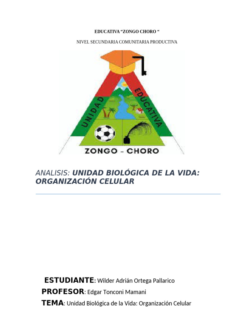 UNIDAD BIOLÓGICA DE LA VIDA: ORGANIZACIÓN CELULAR ; ANALISIS | PDF ...