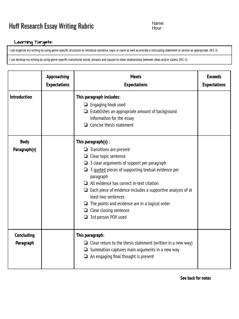 Research+Writing+Rubric | PDF | Sentence (Linguistics) | Human ...