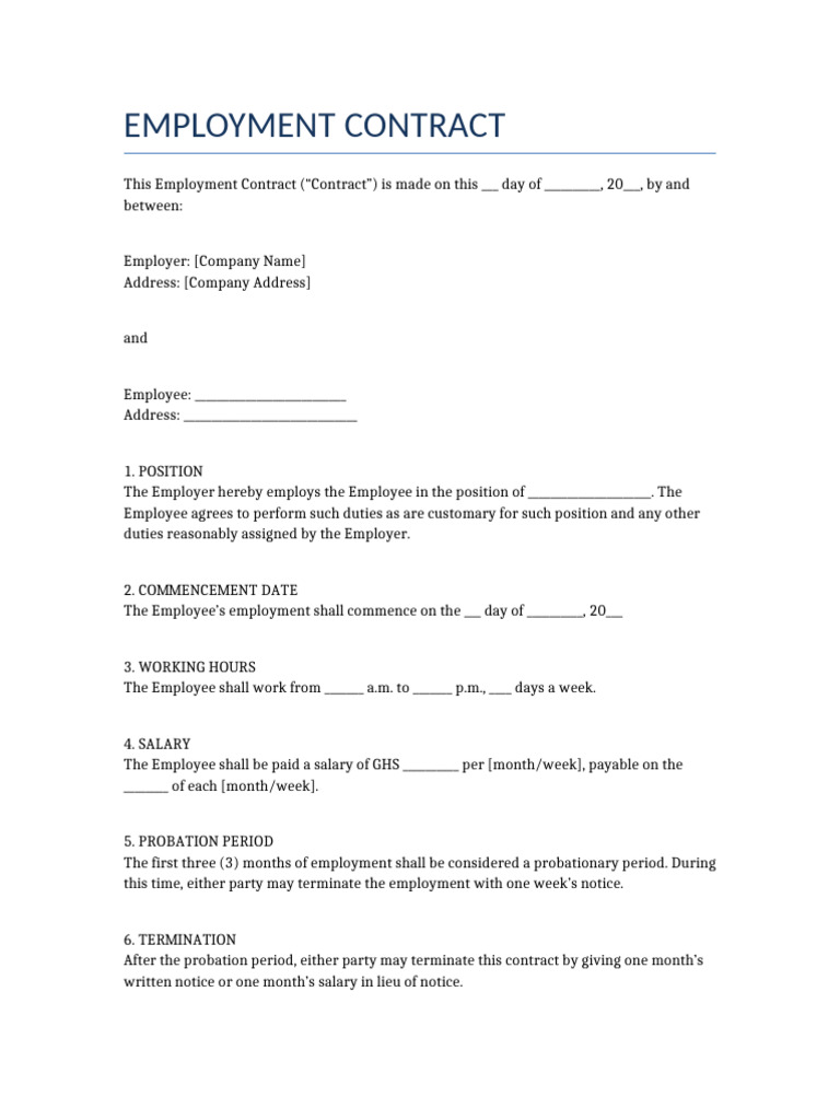 Employment Contract Template | PDF