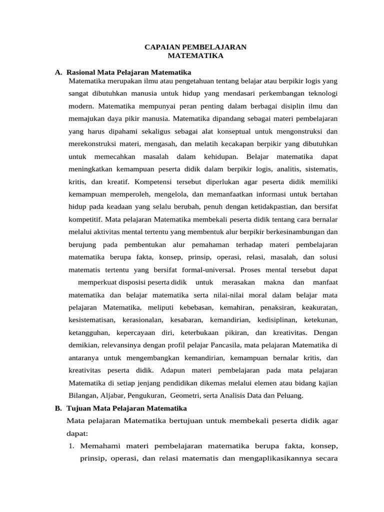 Matematika - Fase e - CP - Rina Irmayani | PDF