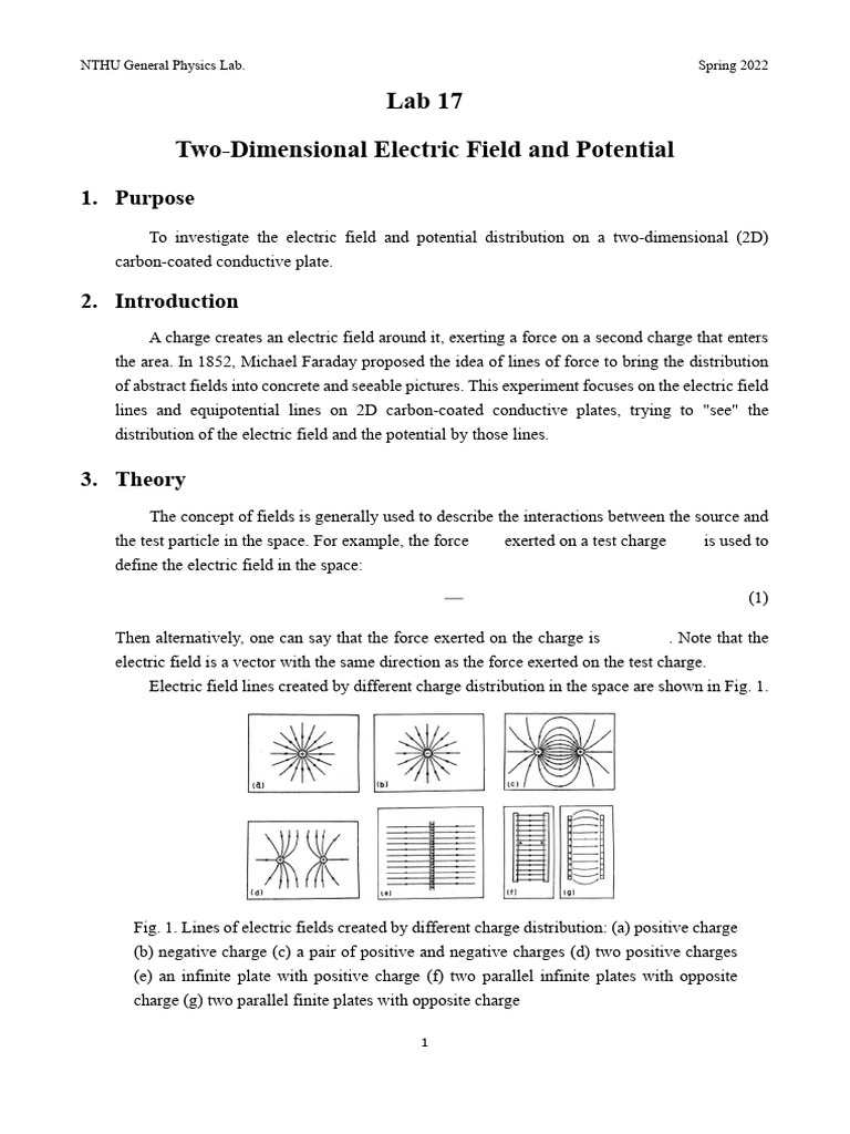 2D Electric Field and Potential Lab | PDF | Electric Field | Force